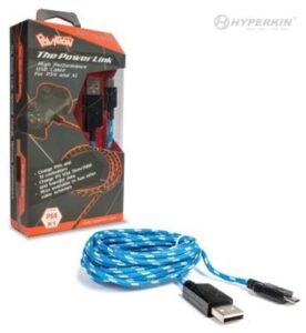 hyperkin polygon braided micro charge cable for ps4/ xbox one/ps vita (2000 model) (blue/white)