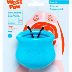 West Paw Zogoflex Toppl Interactive Treat Dispensing Dog Puzzle Play Toy, 100% Guaranteed Tough, It Floats!, Made in USA, Small, Aqua