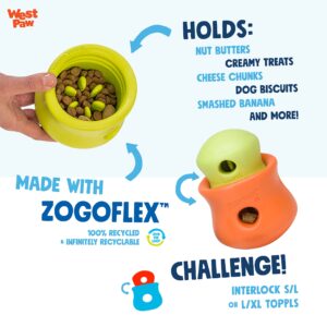 West Paw Zogoflex Toppl Interactive Treat Dispensing Dog Puzzle Play Toy, 100% Guaranteed Tough, It Floats!, Made in USA, Small, Aqua