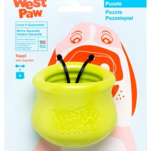 West Paw Zogoflex Toppl Interactive Treat Dispensing Dog Puzzle Play Toy, 100% Guaranteed Tough, It Floats!, Made in USA, Small, Granny Smith