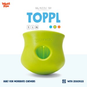 West Paw Zogoflex Toppl Interactive Treat Dispensing Dog Puzzle Play Toy, 100% Guaranteed Tough, It Floats!, Made in USA, Small, Granny Smith