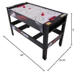 TRIUMPH SPORTS USA 4-in-1 Rotating Swivel Multigame Table – Air Hockey, Billiards, Table Tennis, and Launch Football , Black/White, 23.75 x 32.00 x 48.00"