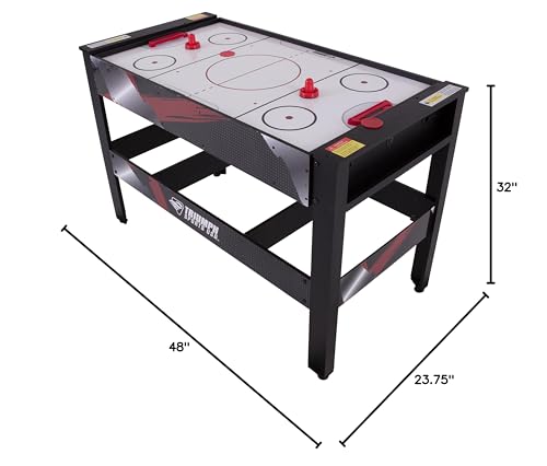 TRIUMPH SPORTS USA 4-in-1 Rotating Swivel Multigame Table – Air Hockey, Billiards, Table Tennis, and Launch Football , Black/White, 23.75 x 32.00 x 48.00"