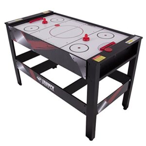 triumph sports usa 4-in-1 rotating swivel multigame table – air hockey, billiards, table tennis, and launch football , black/white, 23.75 x 32.00 x 48.00"