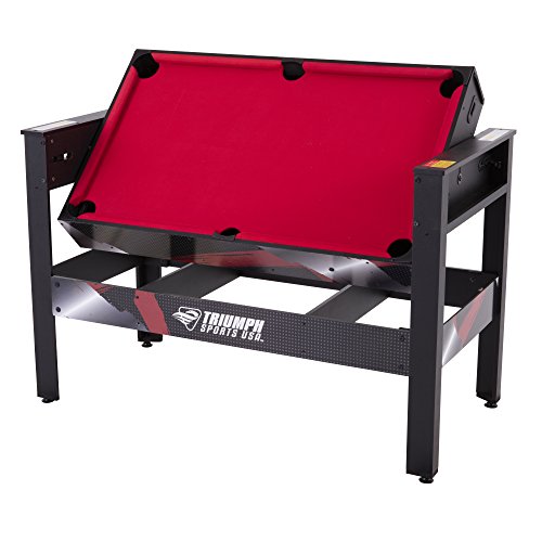 TRIUMPH SPORTS USA 4-in-1 Rotating Swivel Multigame Table – Air Hockey, Billiards, Table Tennis, and Launch Football , Black/White, 23.75 x 32.00 x 48.00"