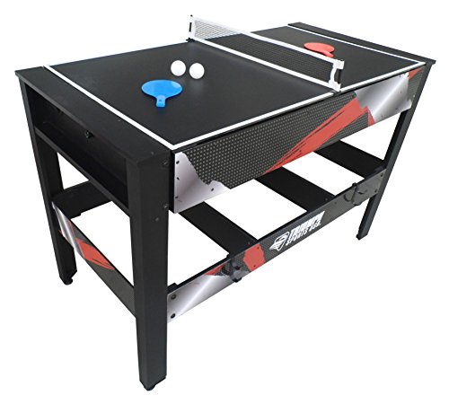 TRIUMPH SPORTS USA 4-in-1 Rotating Swivel Multigame Table – Air Hockey, Billiards, Table Tennis, and Launch Football , Black/White, 23.75 x 32.00 x 48.00"