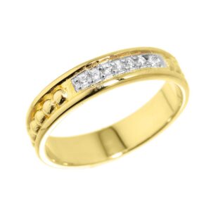 10k yellow gold 7-stone diamond wedding anniversary band ring (size 15)