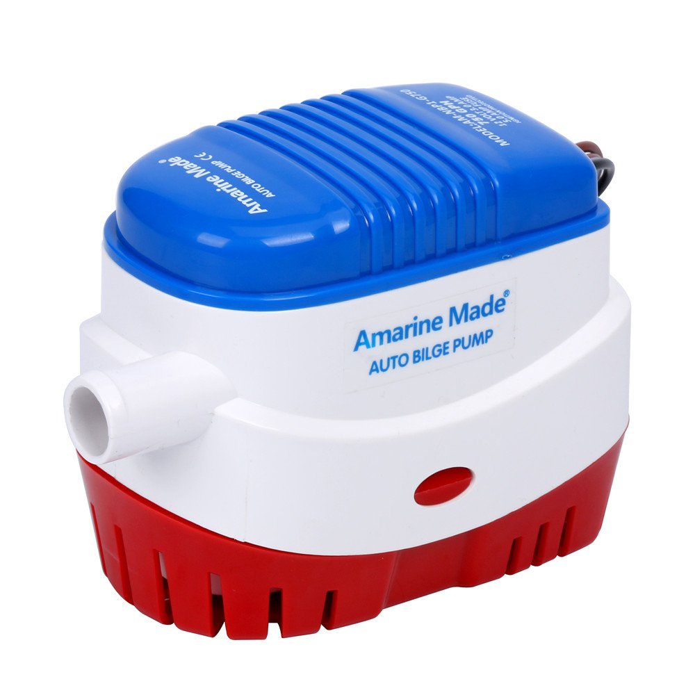 Amarine Made Automatic Bilge Pump Submersible Small Electric Boat Bilge Pump 12v 750gph Auto with Float Switch 3/4 inch Outlet Diameter, Bilge Pump for Boats