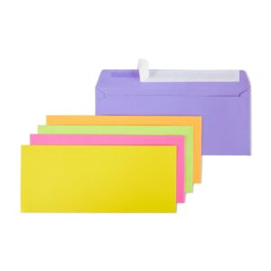 staples 122725 easyclose neon color envelopes #10 assorted 4 1/8-inch h x 9 1/2-inch w 50/pk