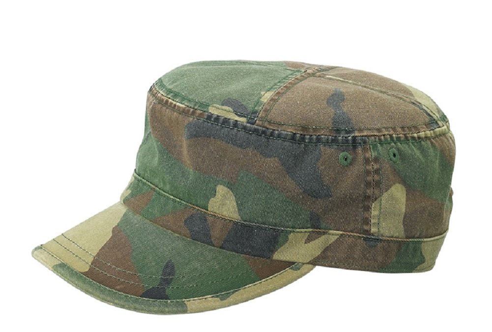 Wholesale Enzyme Washed Cotton Army Cadet Castro Hats (Camo) - 20767 One Size