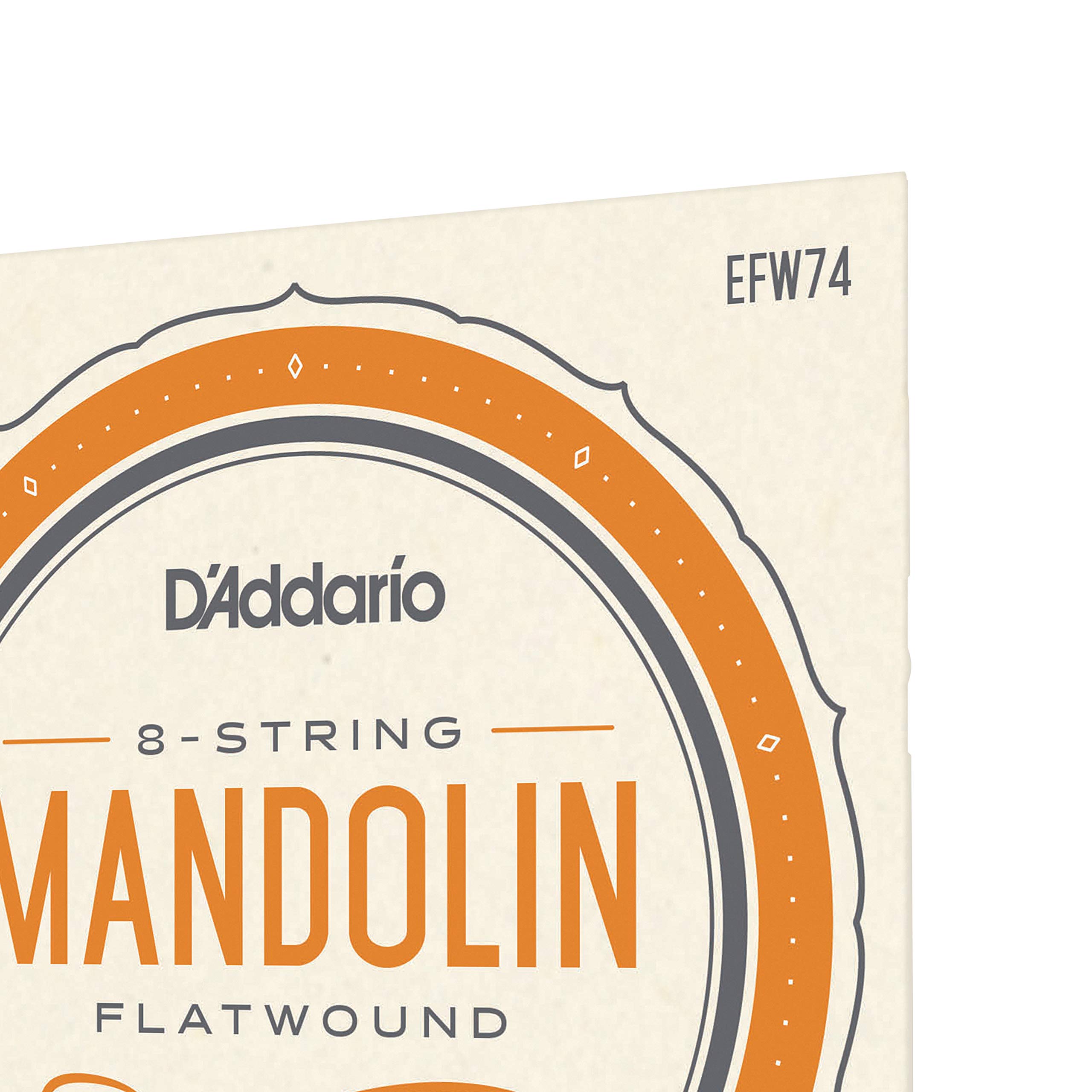 D'Addario EFW74 Phosphor Bronze Flatwound Mandolin Strings, Medium, 11-36