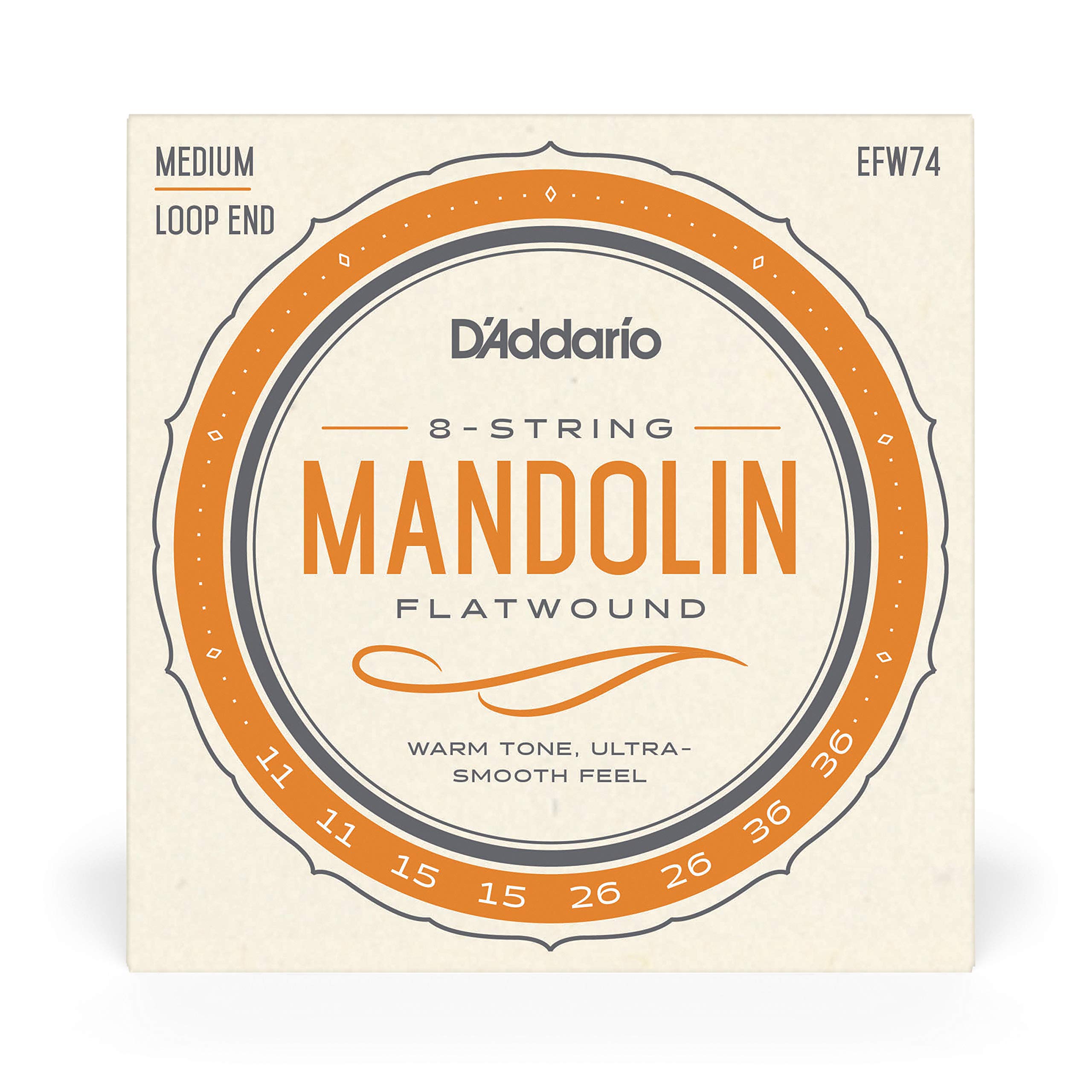 D'Addario EFW74 Phosphor Bronze Flatwound Mandolin Strings, Medium, 11-36