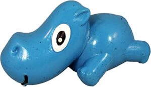 cycle dog small blue 3-play hippo dog toy with ecolast recycled material - tough & sustainable chew toy for dogs & puppies/treat dispenser/floats above water/indestructible for aggressive chewers