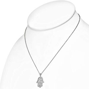 My Daily Styles 925 Sterling Silver Large Filigree Womens Evil Eye Hamsa Love Heart Pendant Necklace