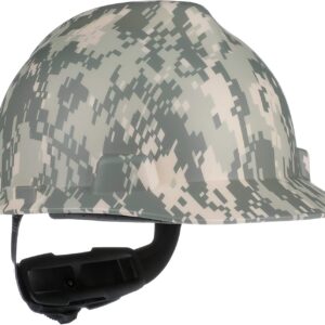 MSA 10103908 Freedom Series V-Gard Cap Style Safety Hard Hat With Fas-Trac III Ratchet Suspension | Polyethylene Shell, Self Adjusting Crown Straps - Standard Size in American Camouflage