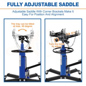 Iglobalbuy Transmission Jack Lift 1322lbs, 2 Stage Adjustable Telescoping Hydraulic Transmission Jack, High Lift Dual Telescopic Trans Jacks Hoist w/Pedal, 34" to 68" Lifting Range