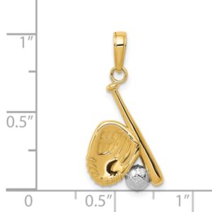 IceCarats 14K Yellow Gold Baseball Bat Glove Necklace Softball Charm Sports Pendant 25mm x 13mm Only