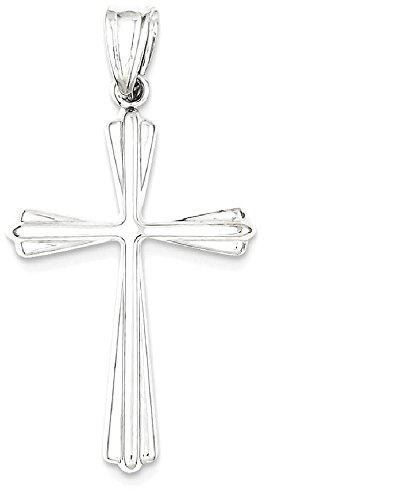 IceCarats 14K White Gold Holy Cross Necklace Religious Pendant Jesus Christ Charm Only