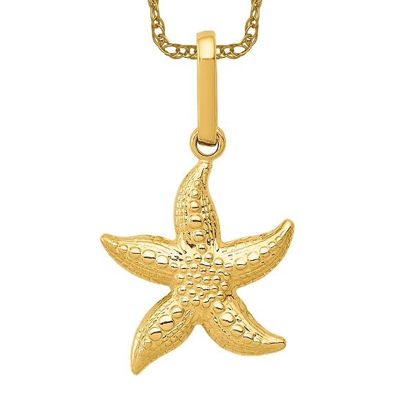 IceCarats 14K Yellow Gold Starfish Necklace Charm Pendant Only