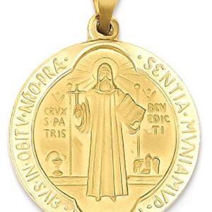 IceCarats 14K Yellow Gold Saint Benedict Medal Necklace Charm Pendant 27.4mm x 19mm Only