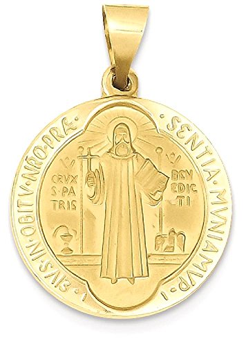 IceCarats 14K Yellow Gold Saint Benedict Medal Necklace Charm Pendant 27.4mm x 19mm Only