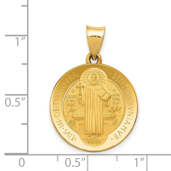 IceCarats 14K Yellow Gold Saint Benedict Medal Necklace Charm Pendant 27.4mm x 19mm Only