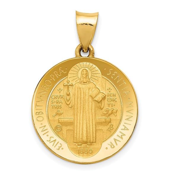 IceCarats 14K Yellow Gold Saint Benedict Medal Necklace Charm Pendant 27.4mm x 19mm Only