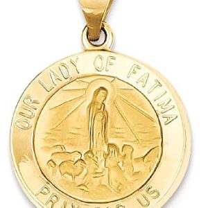 IceCarats 14K Yellow Gold Our Lady Fatima Medal Necklace Charm Pendant Only