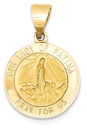 IceCarats 14K Yellow Gold Our Lady Fatima Medal Necklace Charm Pendant Only