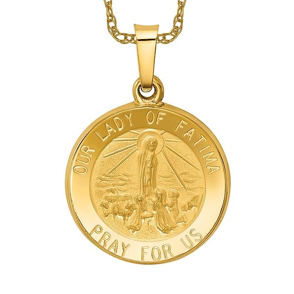 IceCarats 14K Yellow Gold Our Lady Fatima Medal Necklace Charm Pendant Only