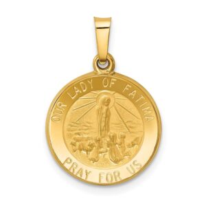 IceCarats 14K Yellow Gold Our Lady Fatima Medal Necklace Charm Pendant Only