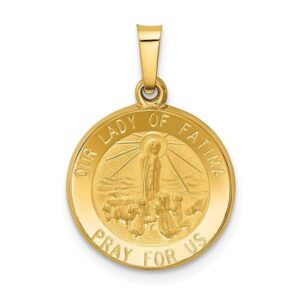 IceCarats 14K Yellow Gold Our Lady Fatima Medal Necklace Charm Pendant Only