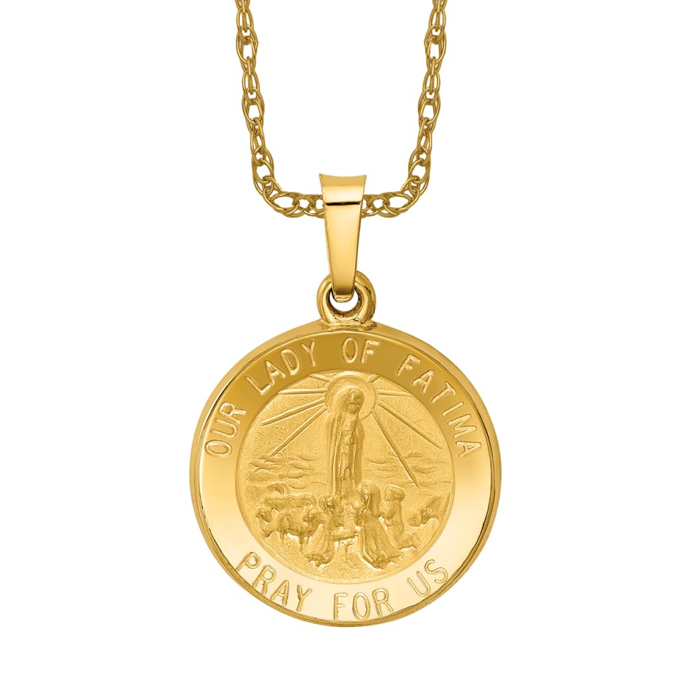 IceCarats 14K Yellow Gold Our Lady Fatima Medal Necklace Charm Pendant Only