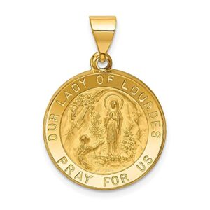 icecarats 14k yellow gold our lady of lourdes medal necklace charm pendant only