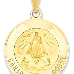 IceCarats 14K Yellow Gold Caridad Del Cobre Medal Necklace Charm Pendant 22mm x 15mm Only