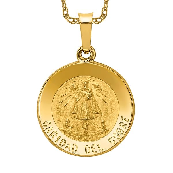 IceCarats 14K Yellow Gold Caridad Del Cobre Medal Necklace Charm Pendant 22mm x 15mm Only