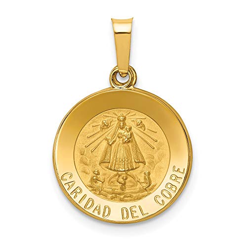 IceCarats 14K Yellow Gold Caridad Del Cobre Medal Necklace Charm Pendant 22mm x 15mm Only