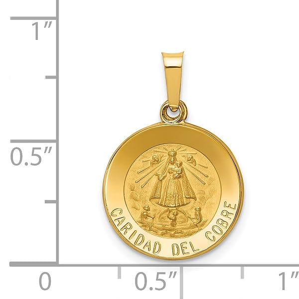 IceCarats 14K Yellow Gold Caridad Del Cobre Medal Necklace Charm Pendant 22mm x 15mm Only