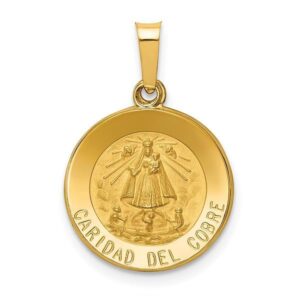 IceCarats 14K Yellow Gold Caridad Del Cobre Medal Necklace Charm Pendant 22mm x 15mm Only