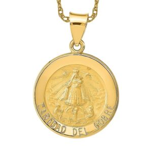 icecarats 14k yellow gold caridad del cobre medal necklace charm pendant 27mm x 18.3mm only