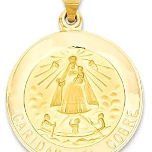 IceCarats 14K Yellow Gold Caridad Del Cobre Medal Necklace Charm Pendant 27mm x 18.3mm Only