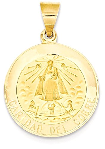 IceCarats 14K Yellow Gold Caridad Del Cobre Medal Necklace Charm Pendant 27mm x 18.3mm Only