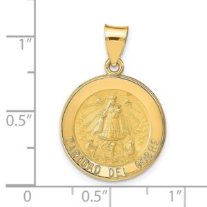 IceCarats 14K Yellow Gold Caridad Del Cobre Medal Necklace Charm Pendant 27mm x 18.3mm Only