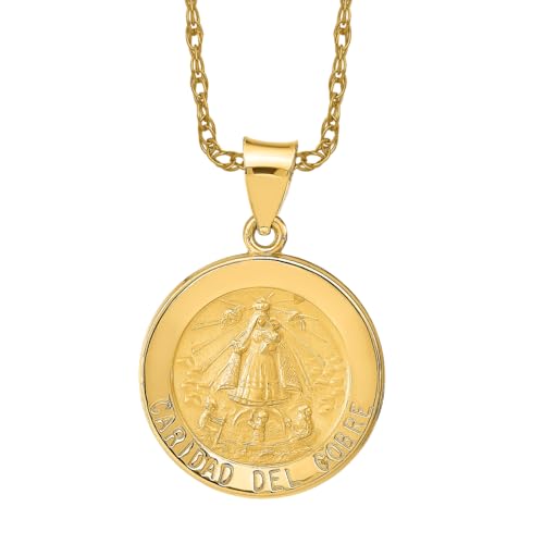 IceCarats 14K Yellow Gold Caridad Del Cobre Medal Necklace Charm Pendant 27mm x 18.3mm Only