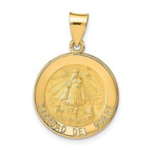 IceCarats 14K Yellow Gold Caridad Del Cobre Medal Necklace Charm Pendant 27mm x 18.3mm Only