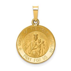 IceCarats 14K Yellow Gold Queen of The Holy Scapular Reversible Medal Necklace Charm Pendant 23mm x 15.85mm Only