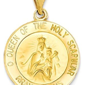 IceCarats 14K Yellow Gold Queen of The Holy Scapular Reversible Medal Necklace Charm Pendant 23mm x 15.85mm Only