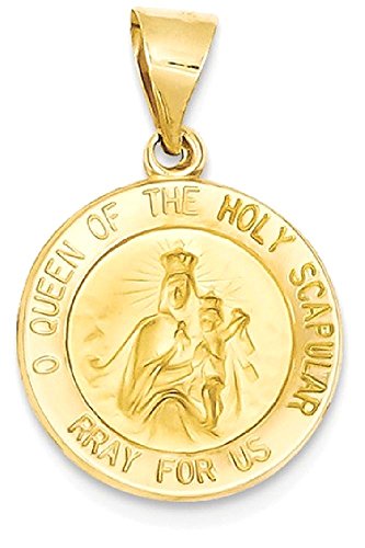 IceCarats 14K Yellow Gold Queen of The Holy Scapular Reversible Medal Necklace Charm Pendant 23mm x 15.85mm Only