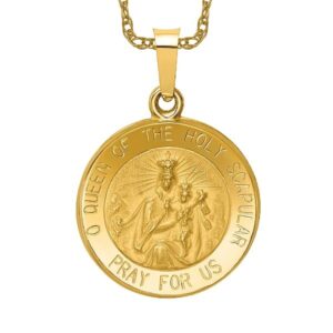 icecarats 14k yellow gold queen of the holy scapular reversible medal necklace charm pendant 23mm x 15.85mm only