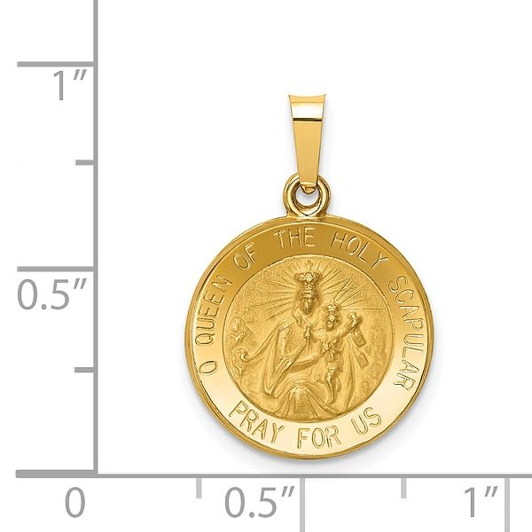 IceCarats 14K Yellow Gold Queen of The Holy Scapular Reversible Medal Necklace Charm Pendant 23mm x 15.85mm Only